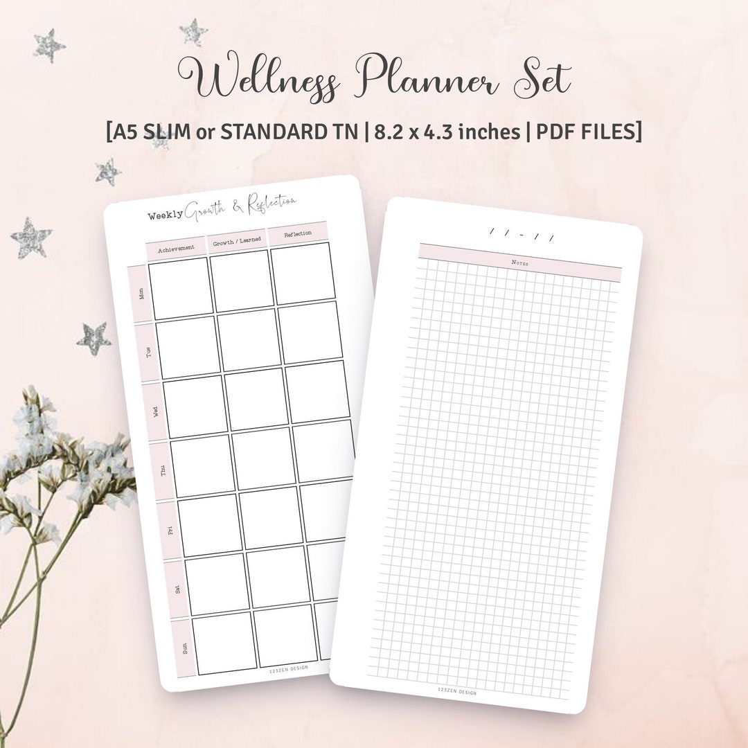 A5 SLIM SIZE - Wellness Planner Set of 8 - Etsy