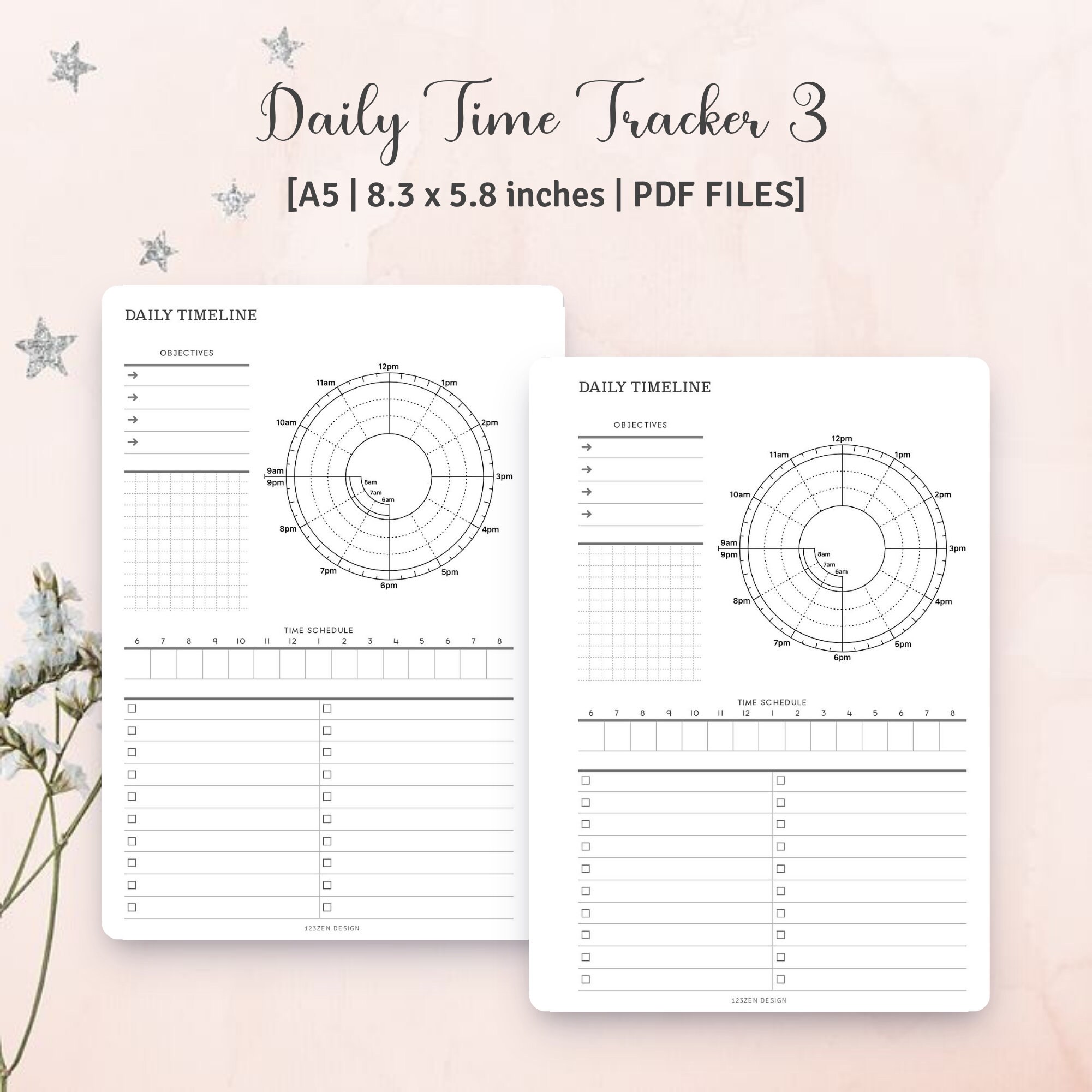 A5 SIZE Minimalist Daily Time Tracker Set of 4 - Etsy