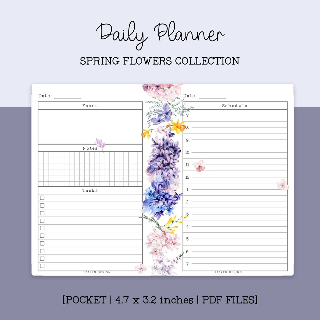 POCKET SIZE - Spring Flowers Collection | Month, Weekly and Daily ...