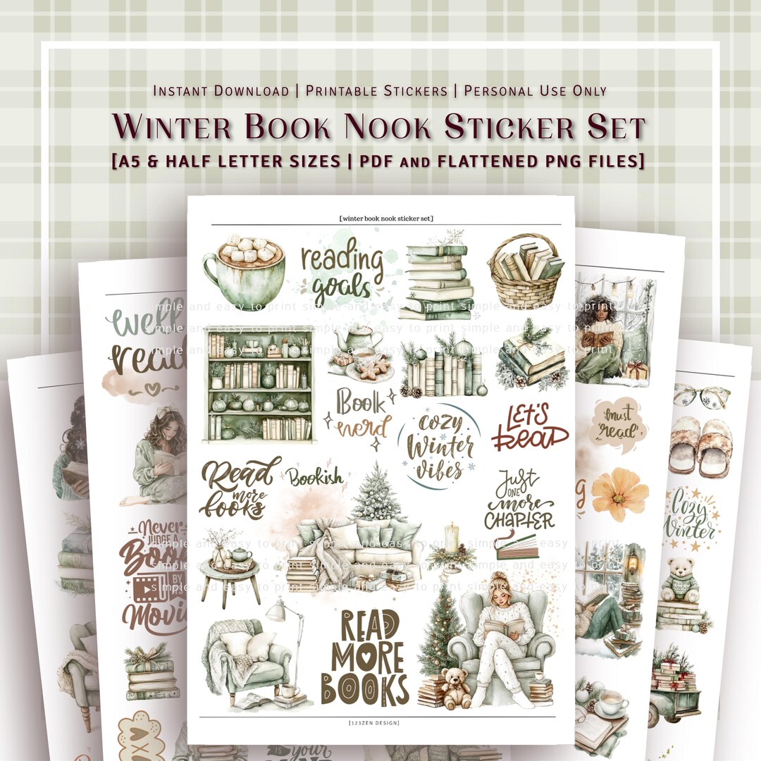 A5 and HALF LETTER - Winter Book Nook Sticker Set - Etsy