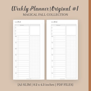 A5 SLIM SIZE - Magical Fall Collection | Weekly Planner Set - Etsy