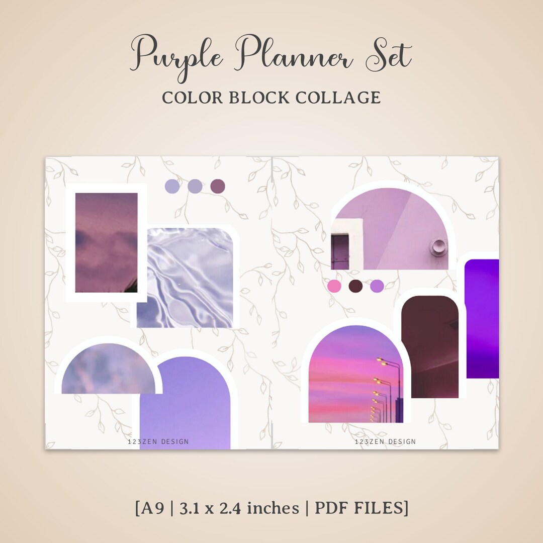 A9 SIZE - Color Block Collage | Purple Planner Set of 8 - Etsy