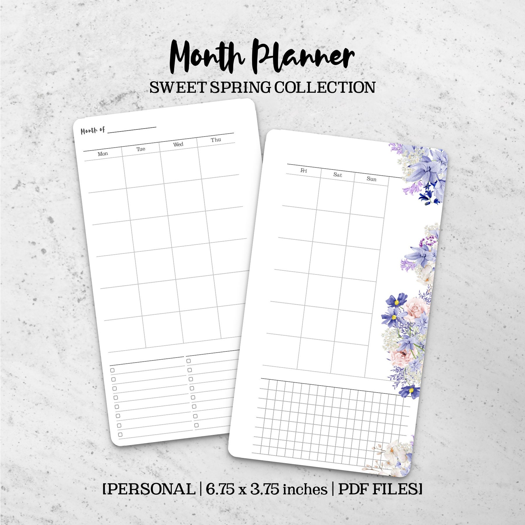 PERSONAL SIZE Sweet Spring Collection Month, Week, Daily Planners ...
