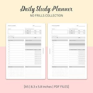 A5 SIZE - No Frills Collection | Study Planner Set of 8 - Etsy