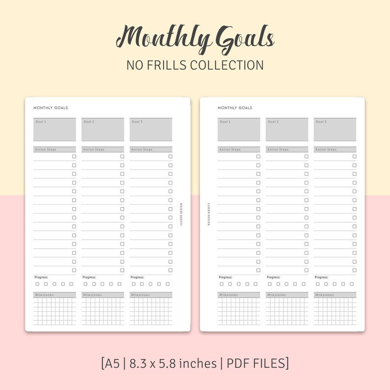 A5 SIZE - No Frills Collection | Study Planner Set of 8 - Etsy