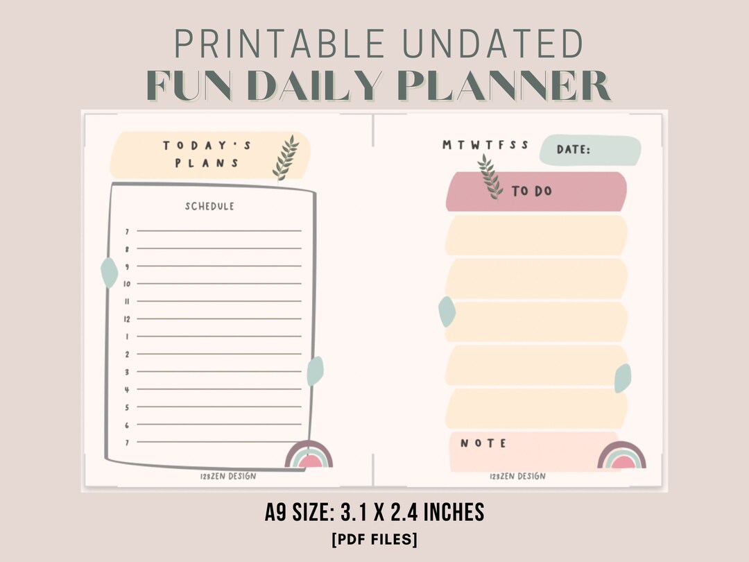 A9 SIZE - Fun Daily Schedule and to Do List - Printable Planner Refill ...