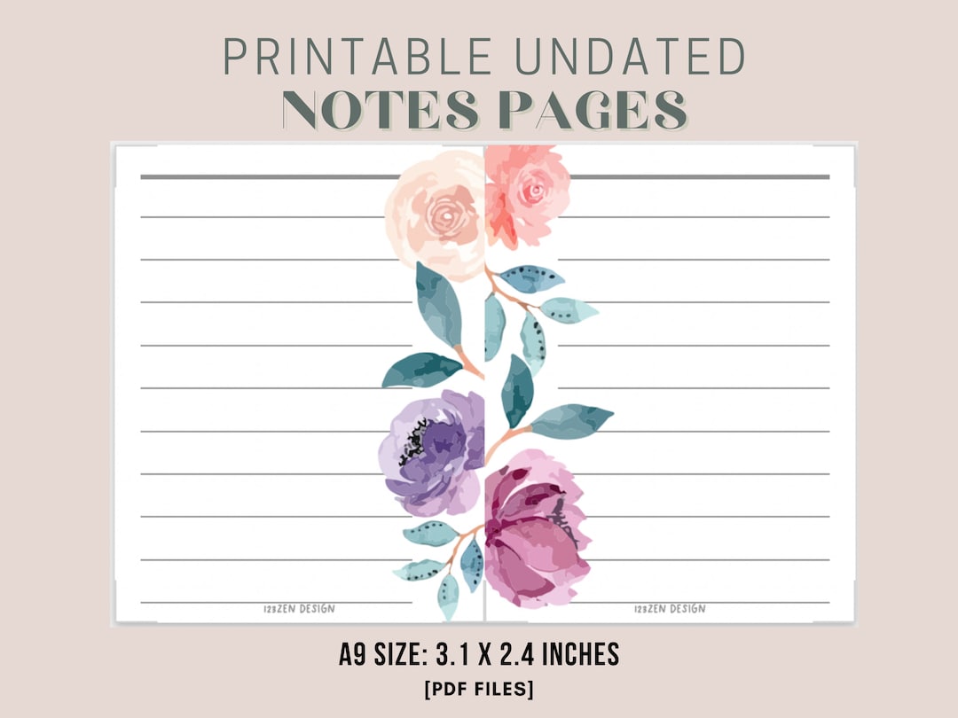 A9 SIZE - Note Pages - Printable Planner Refill - Etsy