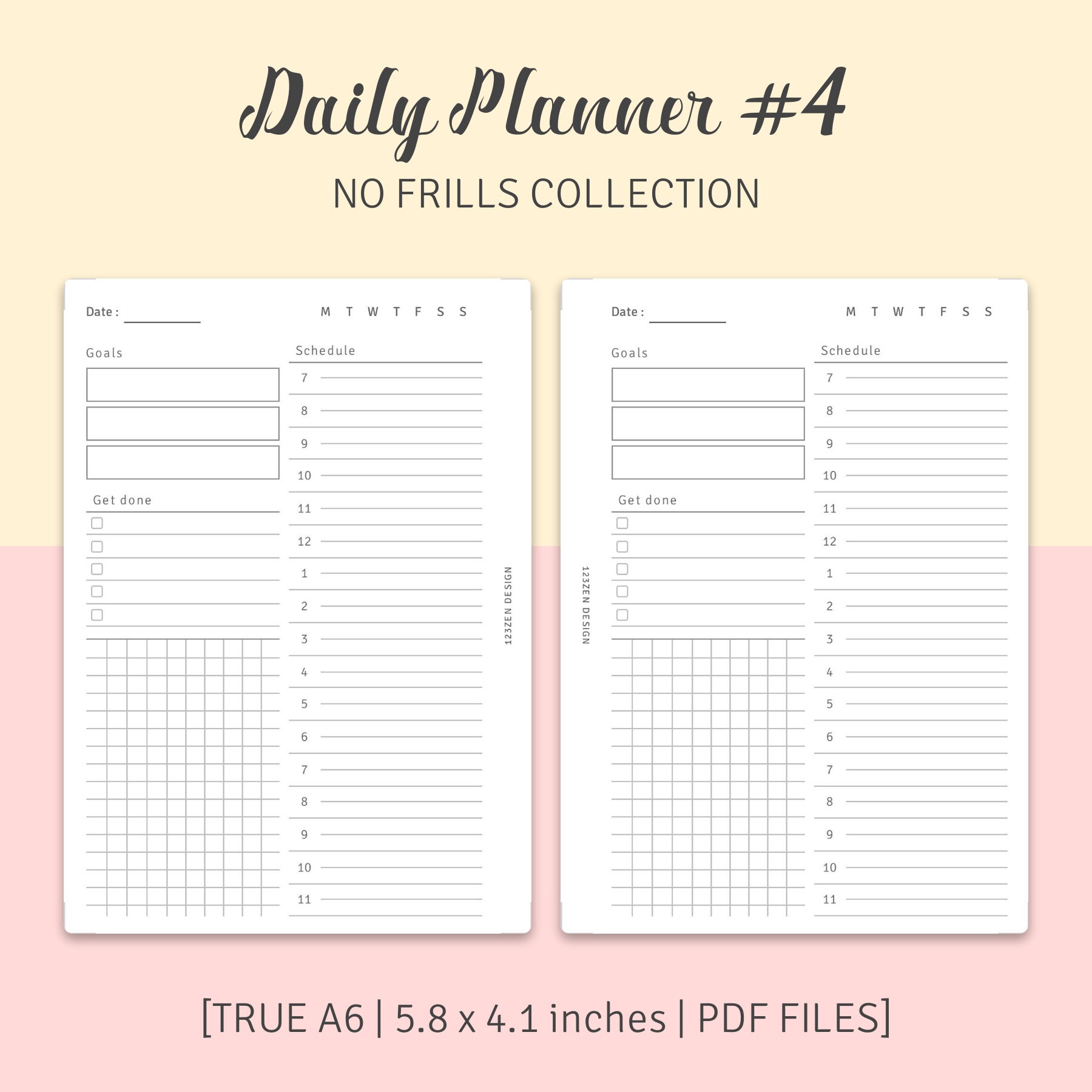 TRUE A6 SIZE No Frills Collection Daily Planner Set 8 - Etsy