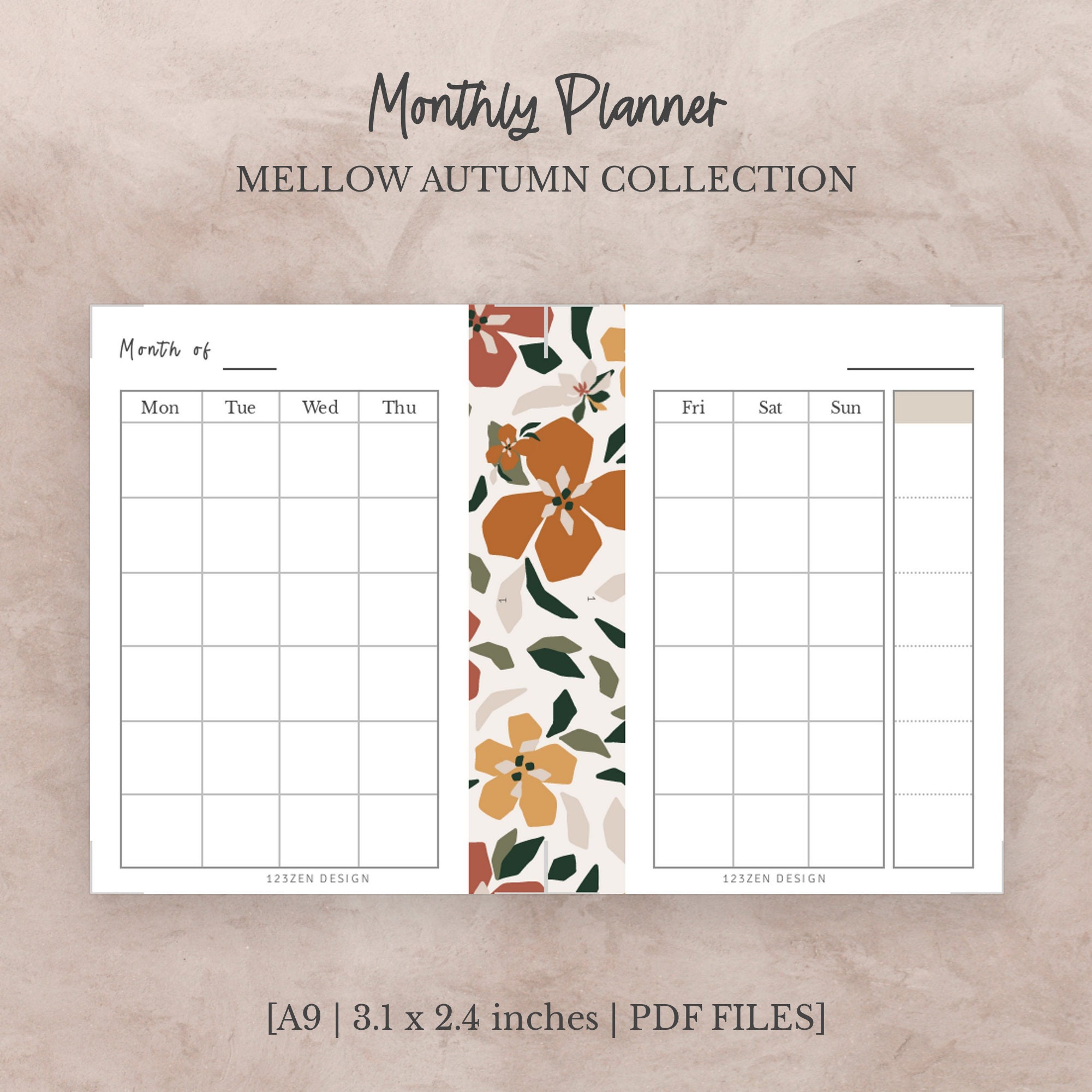 A9 SIZE Mellow Autumn Collection Planner Set of 8 - Etsy