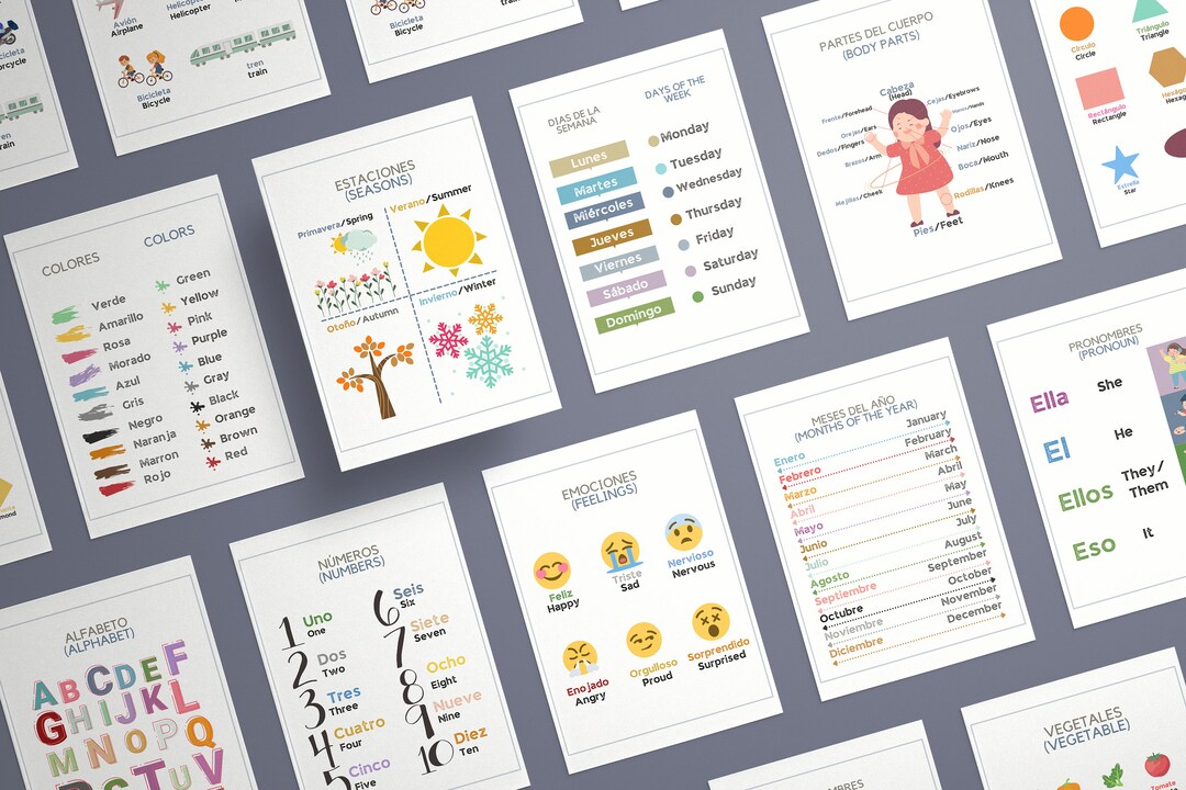 School Learning Sheets in Spanish and English Ideal for Early Learning ...