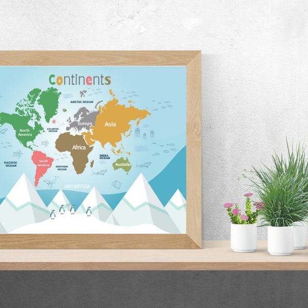 Continents and World - Etsy