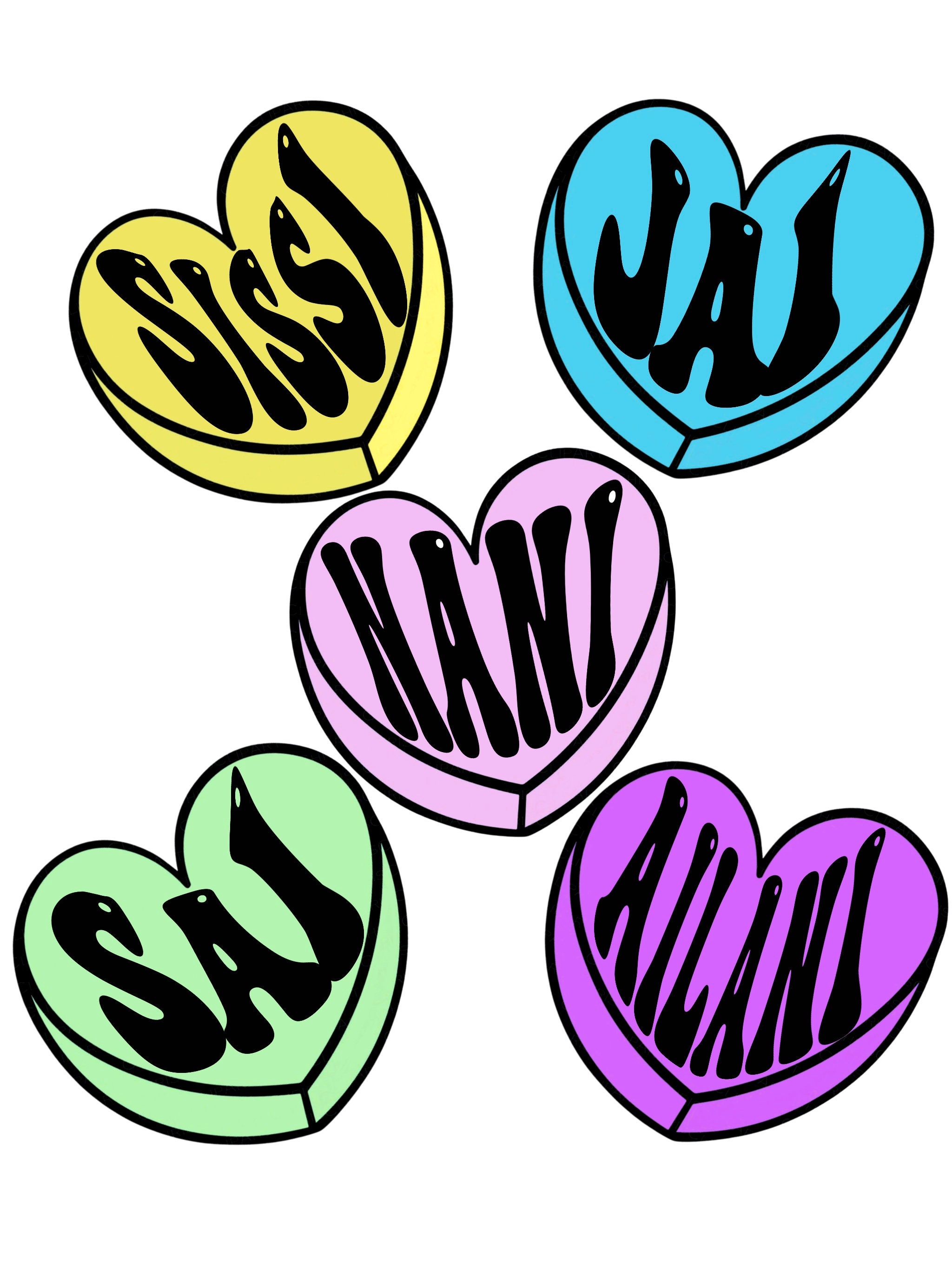 Personalized Candy Hearts Png Valentine Retro/ Groovy - Etsy