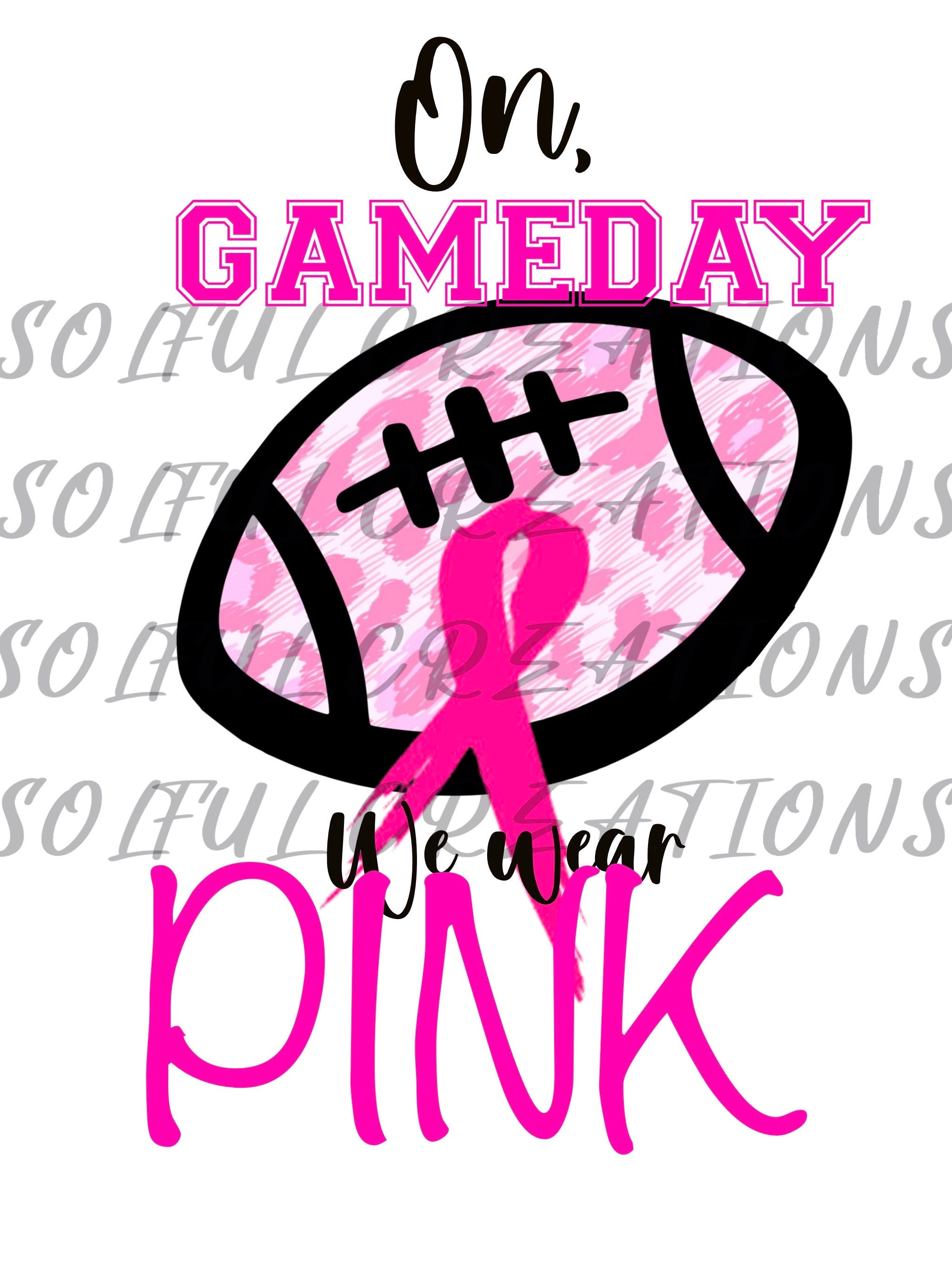 GAMEDAY We Wear Pink, Football Breast Cancer Awareness Png Pink Ribbon ...