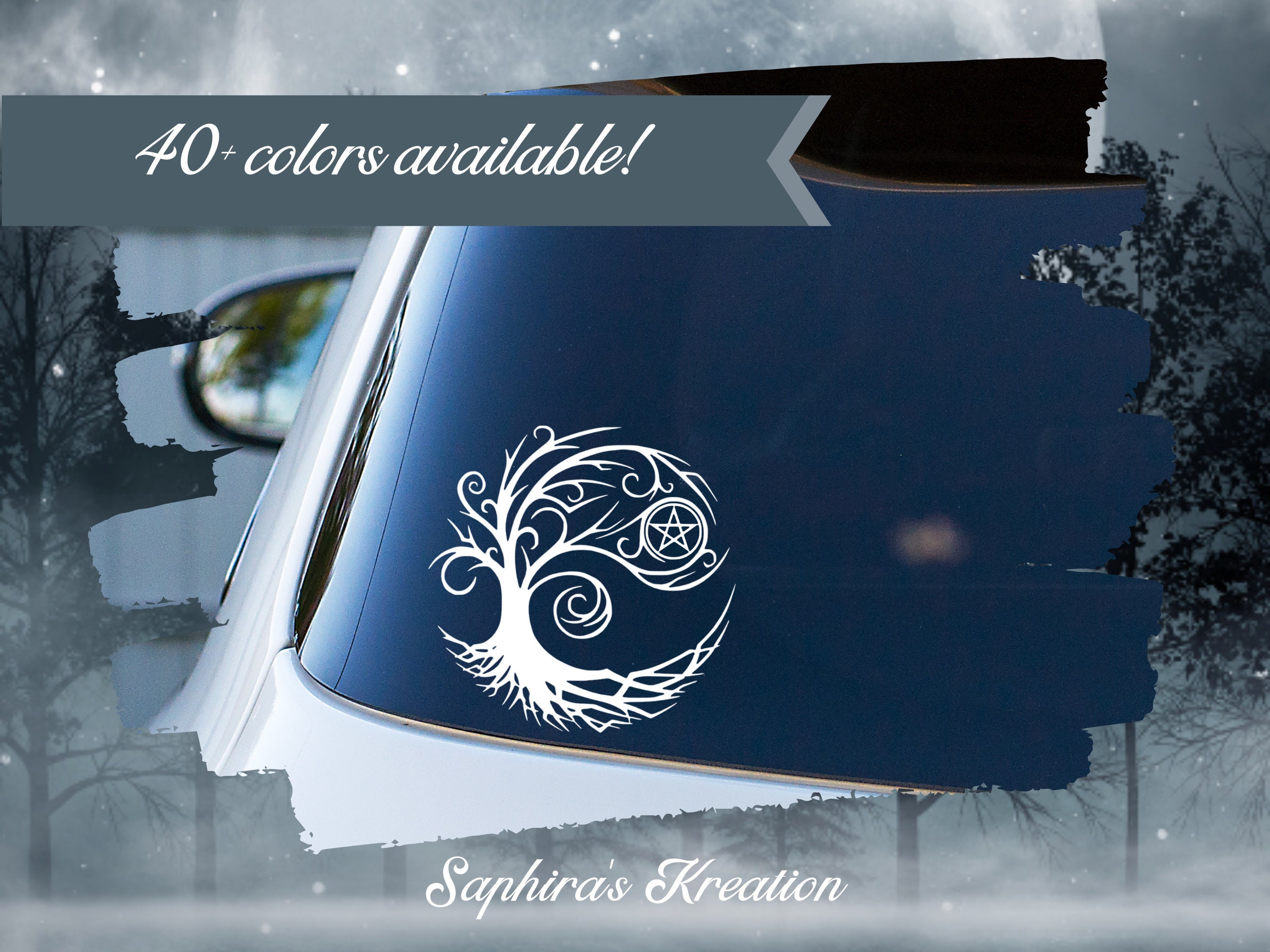 Pagan Car Decal Tree of Life Magic Symbol Wicca Pentagram - Etsy