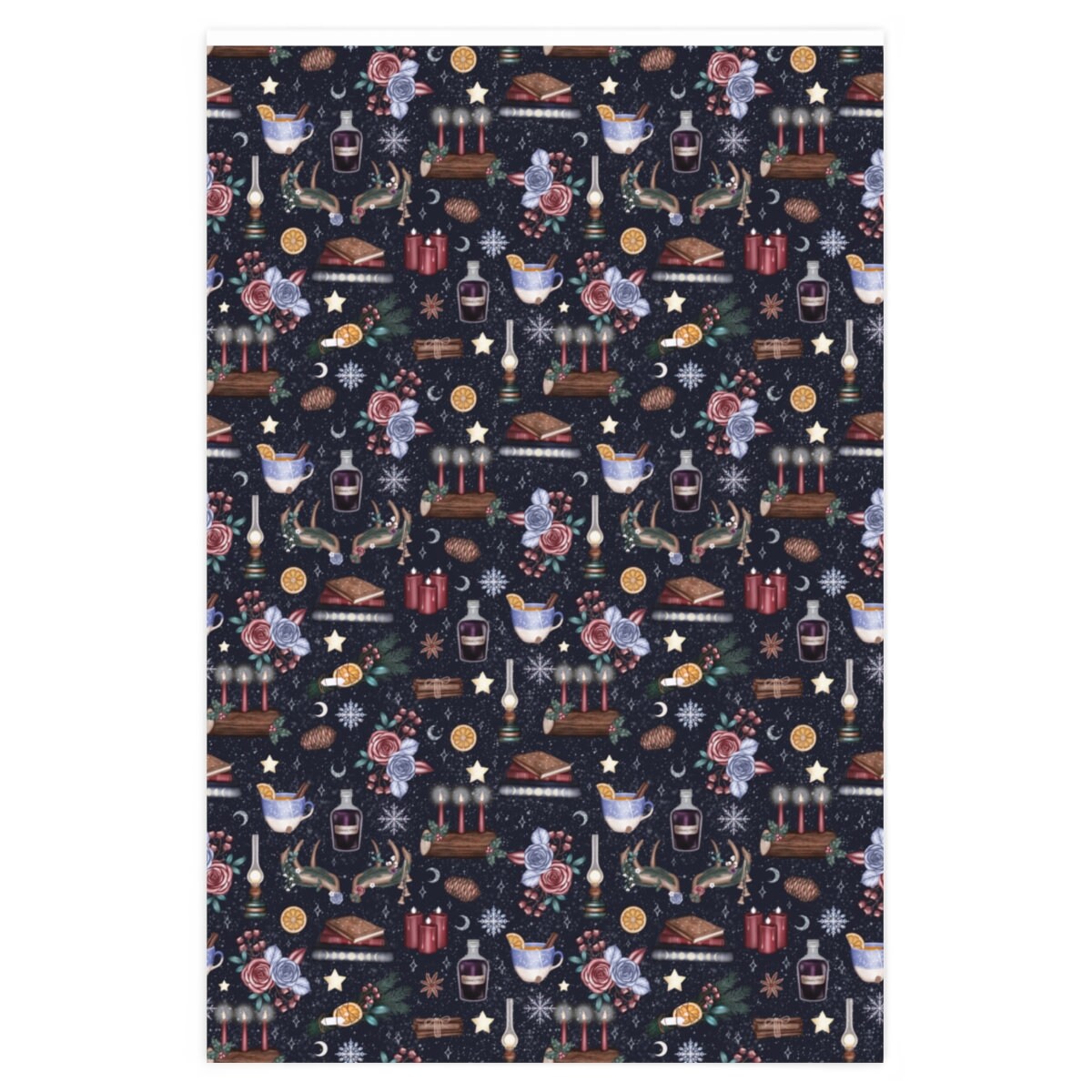 Dark Witchy Christmas Wrapping Paper, Yule Log Gift Wrap, Yule Wrapping ...