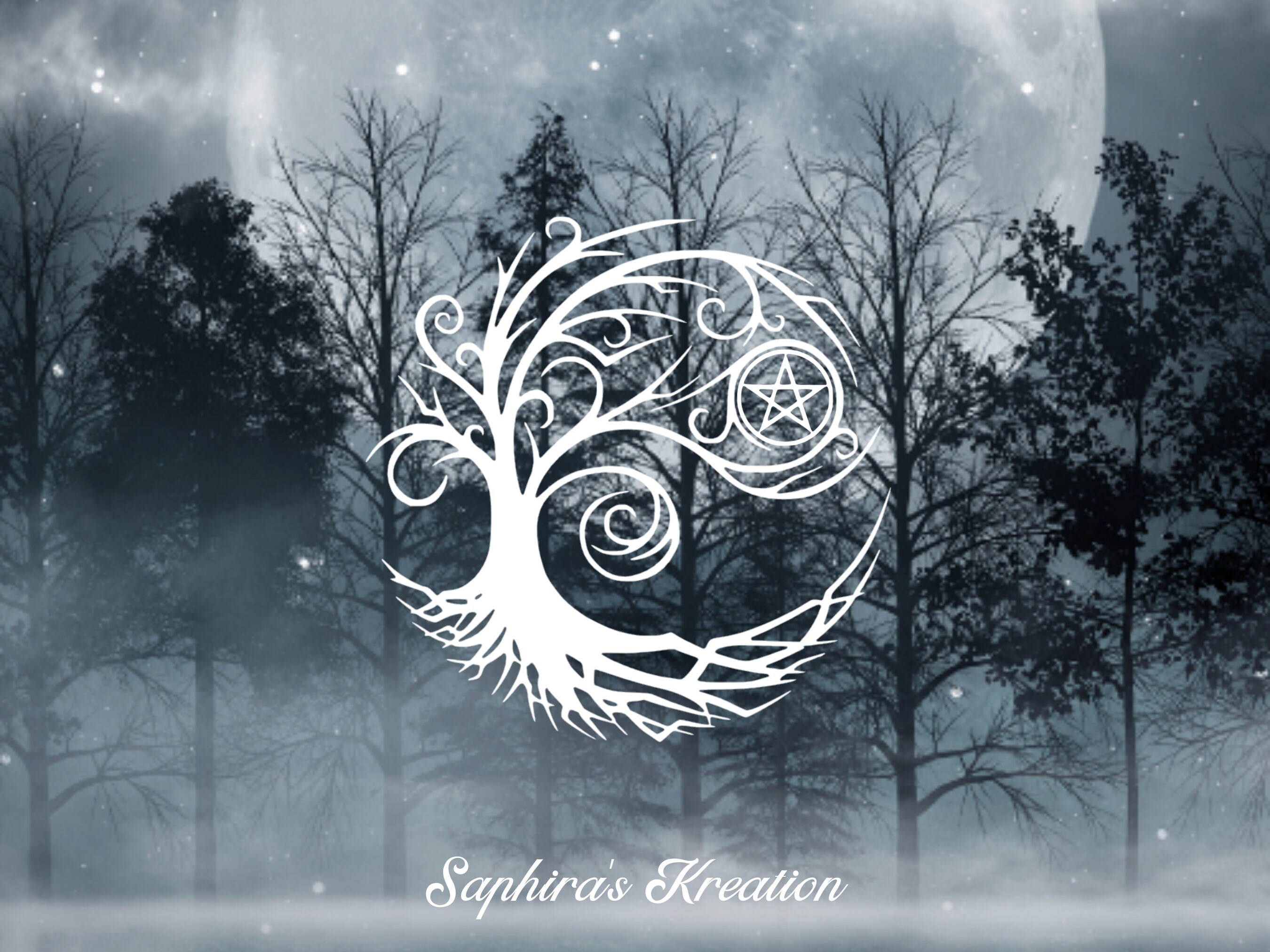 Pagan Car Decal Tree of Life Magic Symbol Wicca Pentagram - Etsy