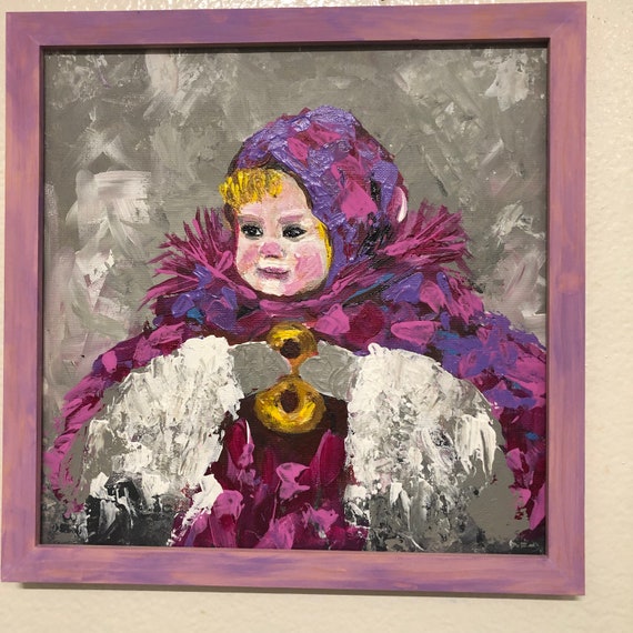 Girl Acrylic Painting on Canvas Hand Painted Original Size | Etsy