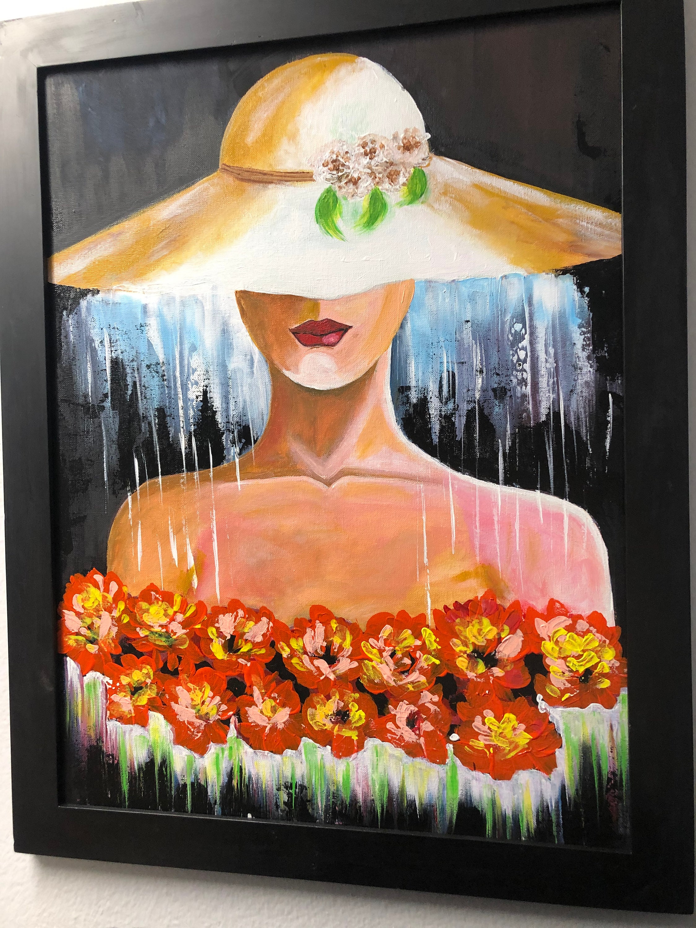 Lady Acrylic Painting on Canvase With Frame,hand Painted Original, Size ...