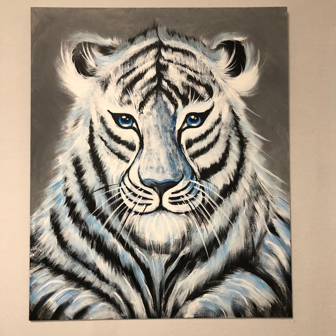 Tiger Acrylic Painting on Canvas, Hand Painted Original, Size 18 X24 In ...