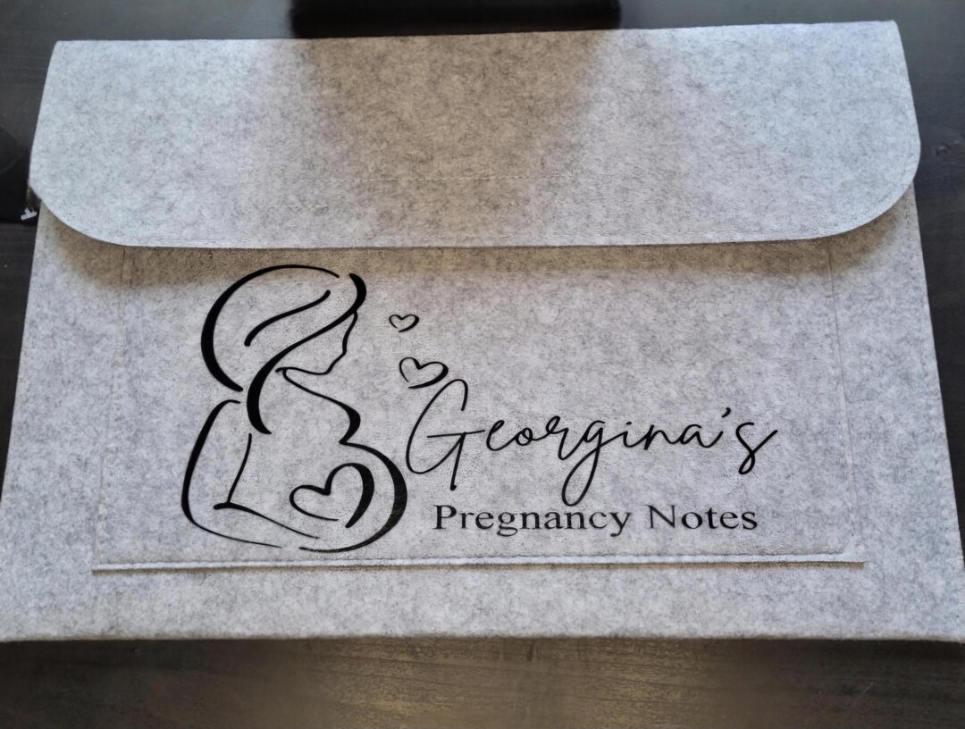 Personalised Pregnancy Notes Folder, Customised Felt Folder, New Mum ...