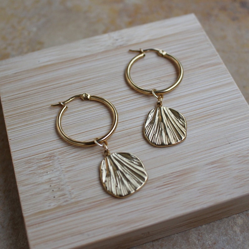 Gold Shell Earrings - Etsy