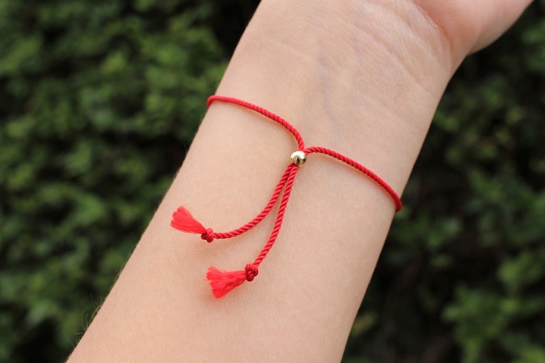 Red Silk String Bracelet 14k Gold-plated Bead, Traditional Kabbalah ...
