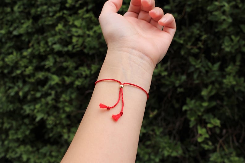 Red Silk String Bracelet 14k Gold-plated Bead, Traditional Kabbalah ...