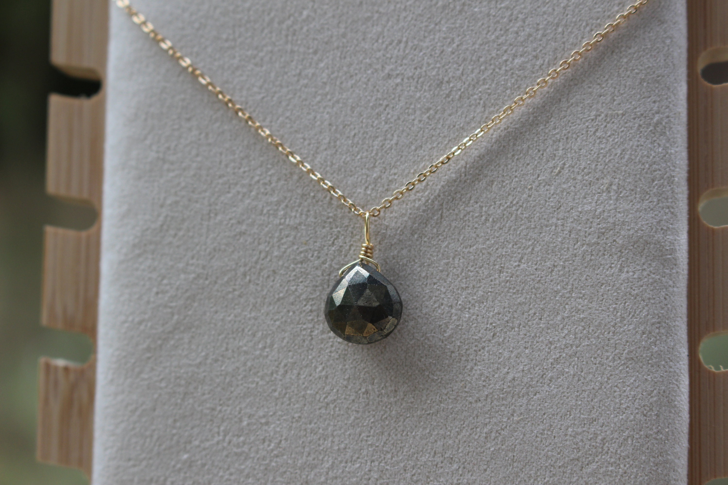 Faceted Pyrite Pendant Necklace 14k Gold-plated Chain Tiny - Etsy