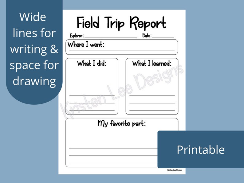 Field Trip Report, PDF Printable Pack, Homeschool - Etsy
