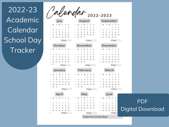 2022-2023 Academic Calendar Homeschool Tracker PDF Printable - Etsy