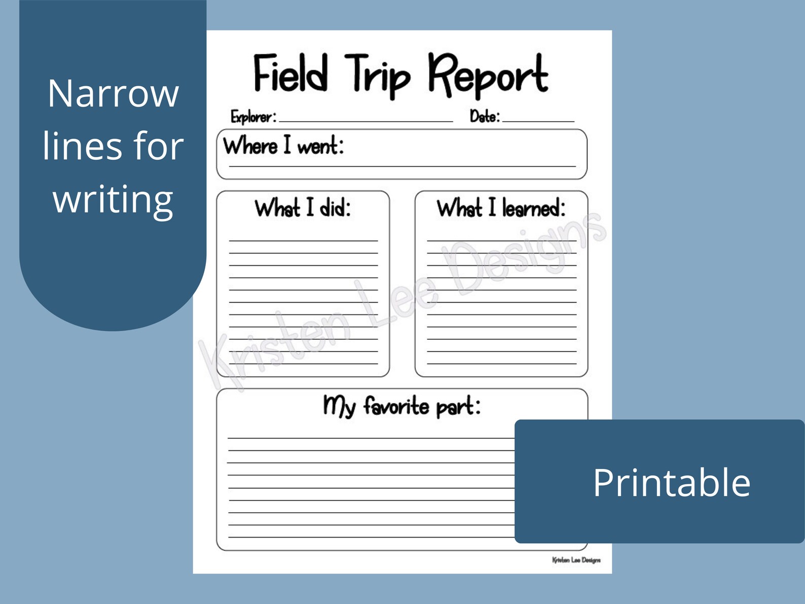 Field Trip Report PDF Printable Pack Homeschool Etsy Finland