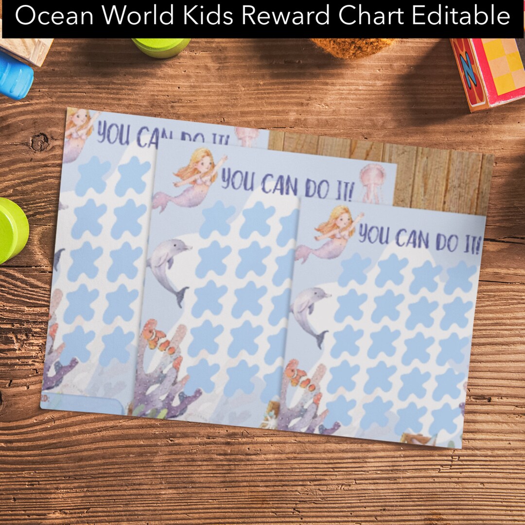 EDITABLE Chore Chart for Kids Ocean World Reward Chart - Etsy Finland
