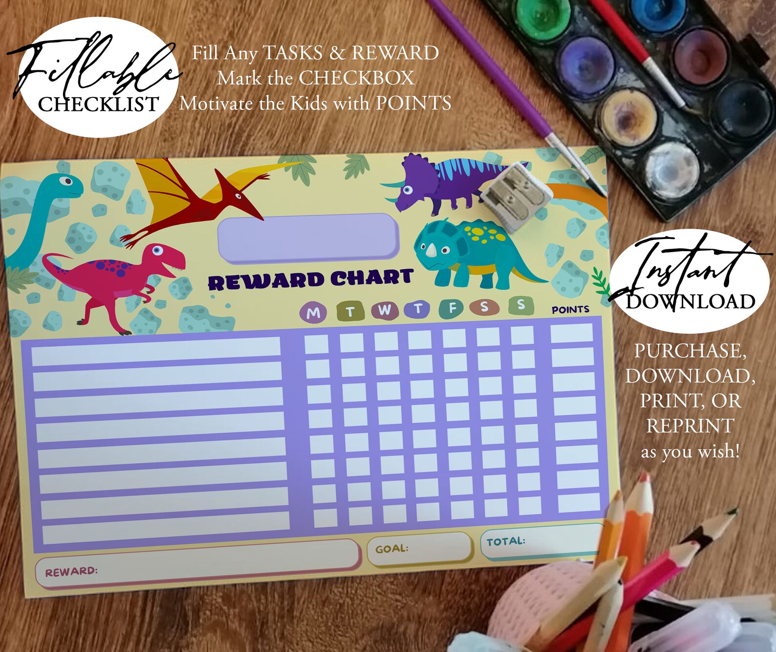 Printable Dinosaur Reward Chart Dinosaur Sticker Chart - Etsy