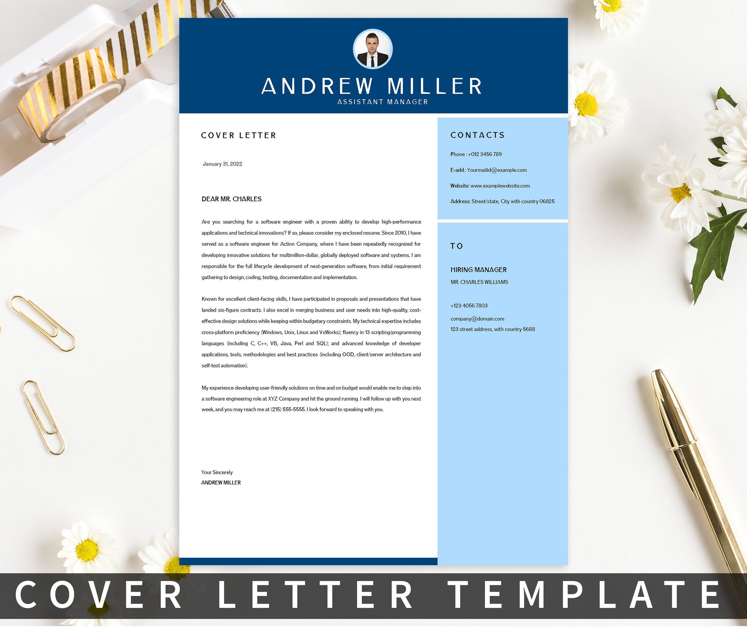 Resume Template With Cover Letter & Also FREE BUNDLES Includes: 150 ...