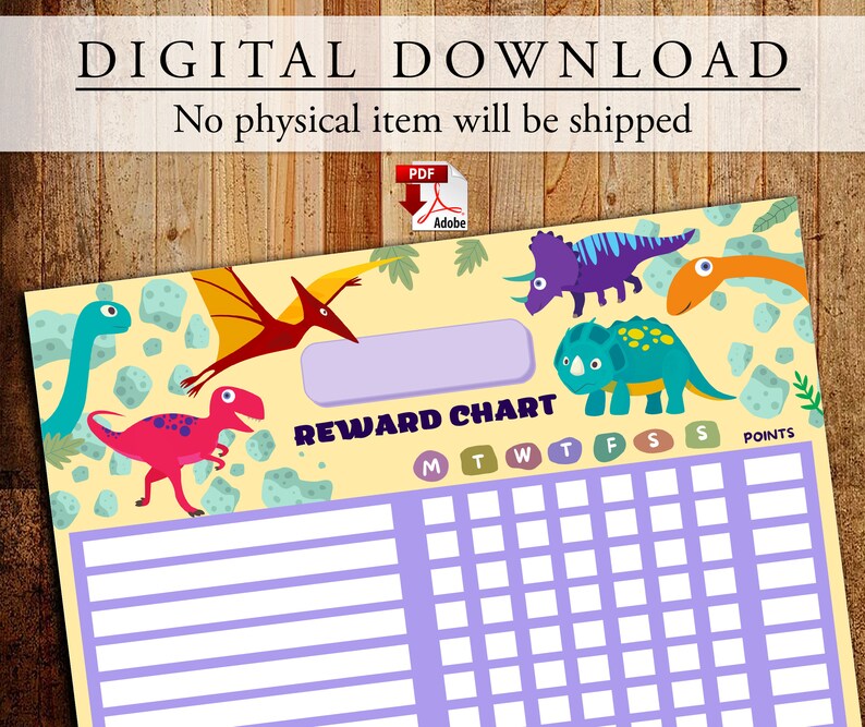 Printable Dinosaur Reward Chart Dinosaur Sticker Chart Instant Download ...