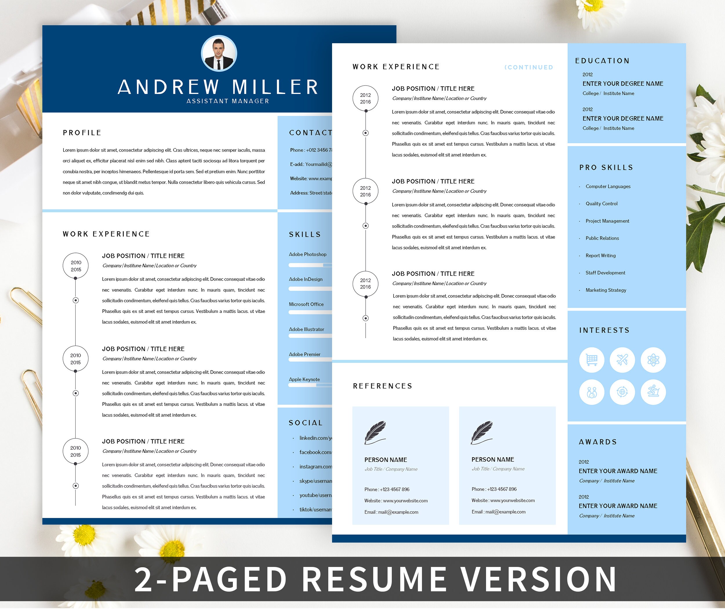 Resume Template With Cover Letter & Also FREE BUNDLES Includes: 150 ...