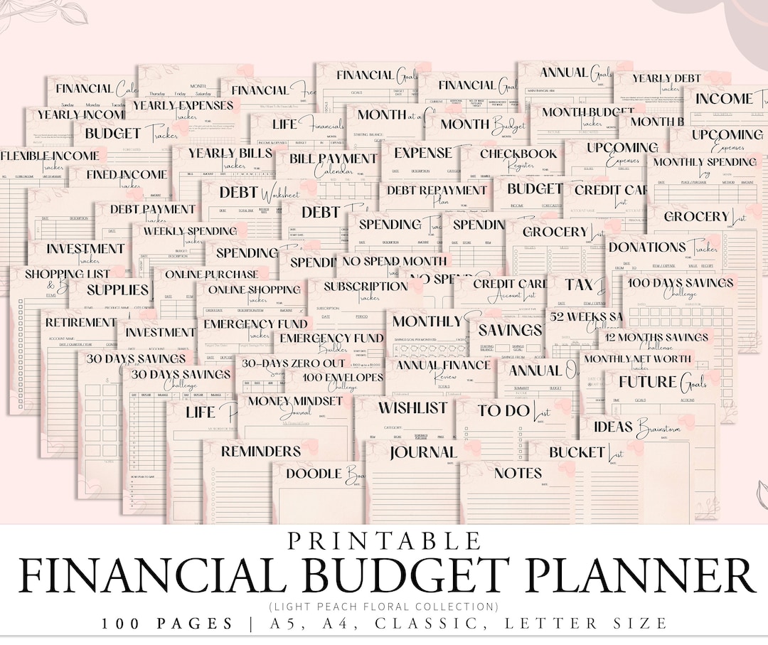 Financial Budget Planner Journaling Book in 100 Pages Printable PDF ...