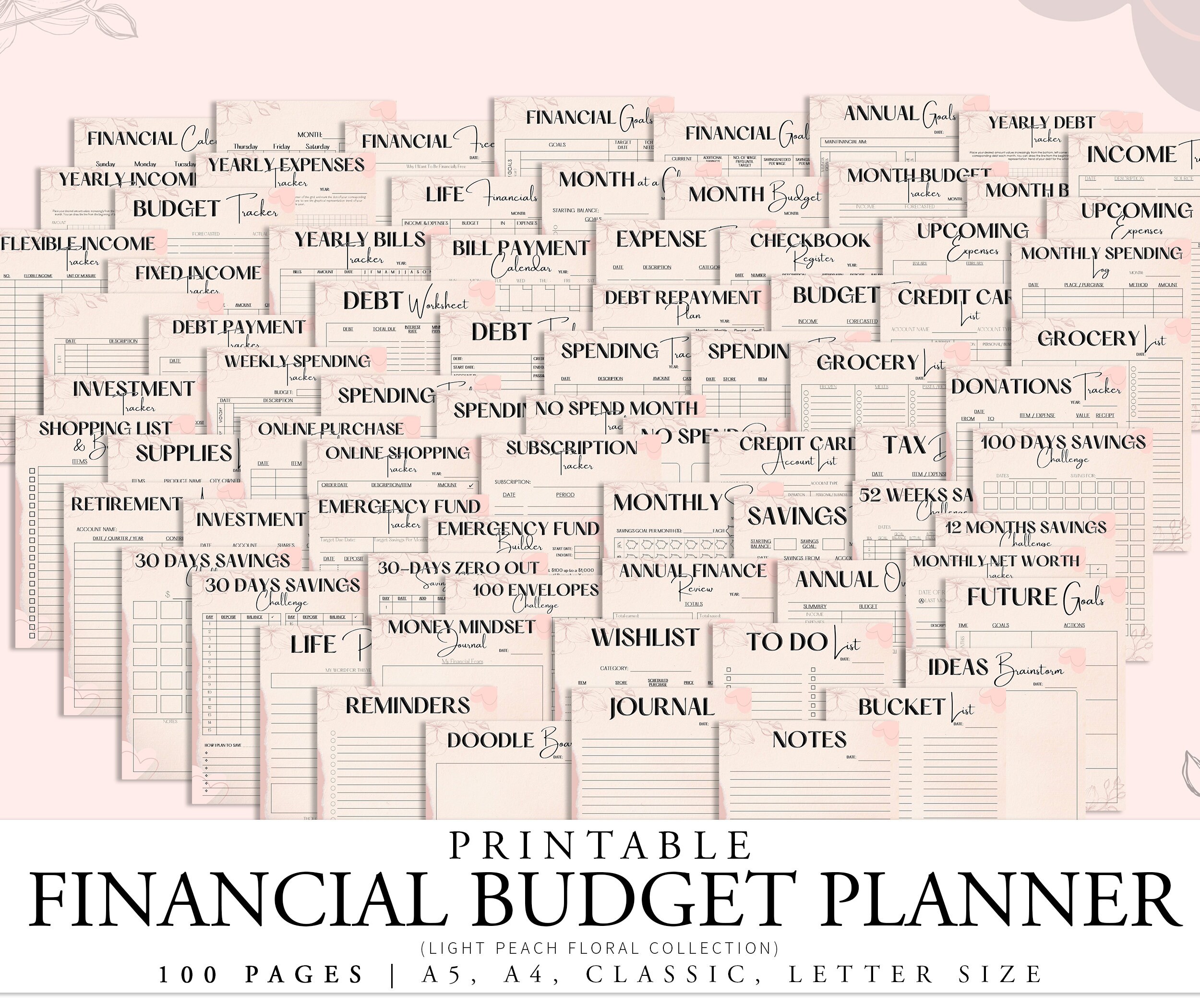 Financial Budget Planner Journaling Book in 100 Pages - Etsy