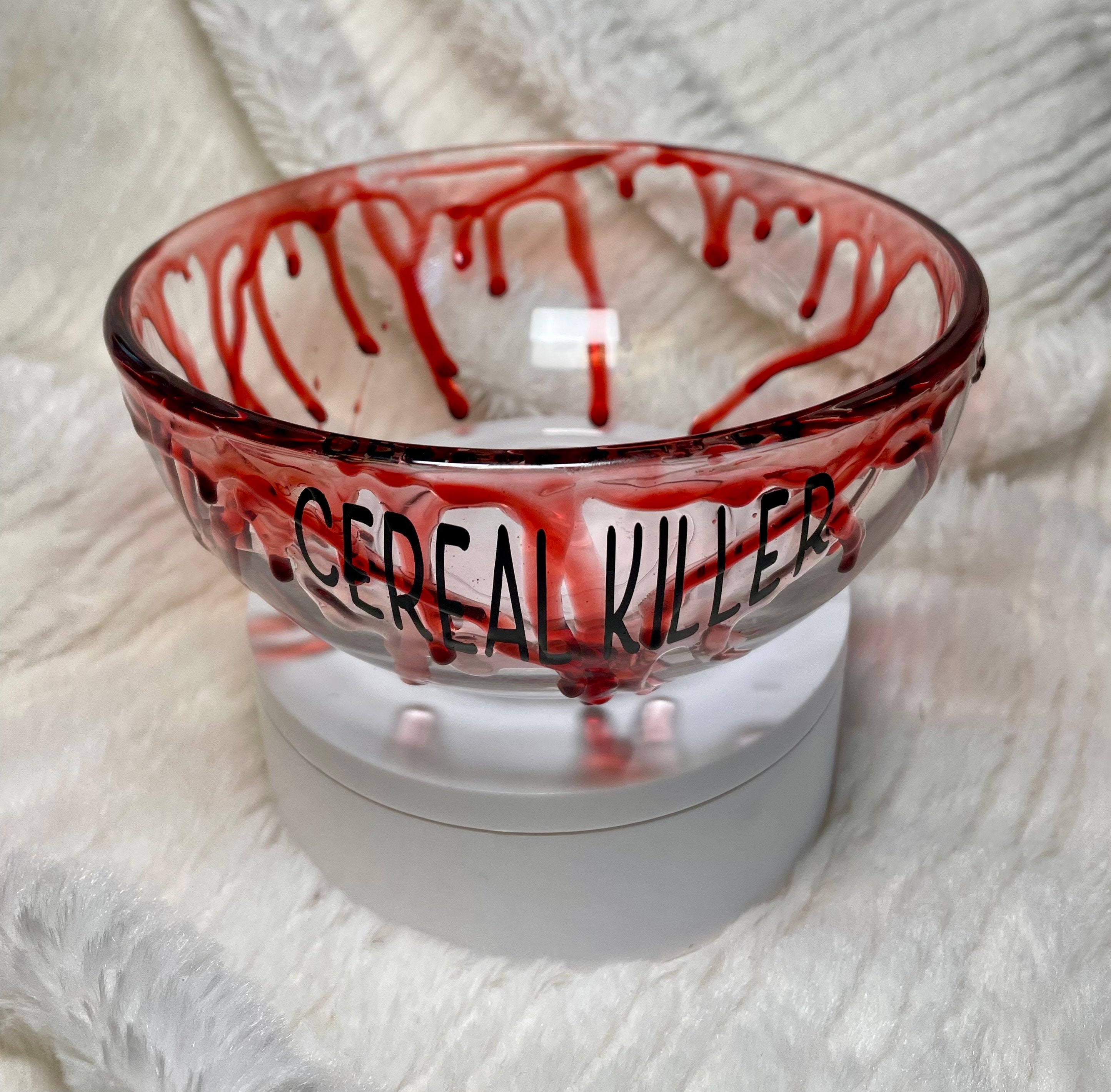 Cereal Killer Glass Bowl & Spoon Set Food Safe Fun Gift Spooky Bloody ...