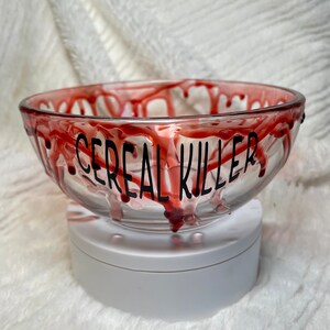 Cereal Killer Glass Bowl & Spoon Set Food Safe Fun Gift Spooky Bloody ...