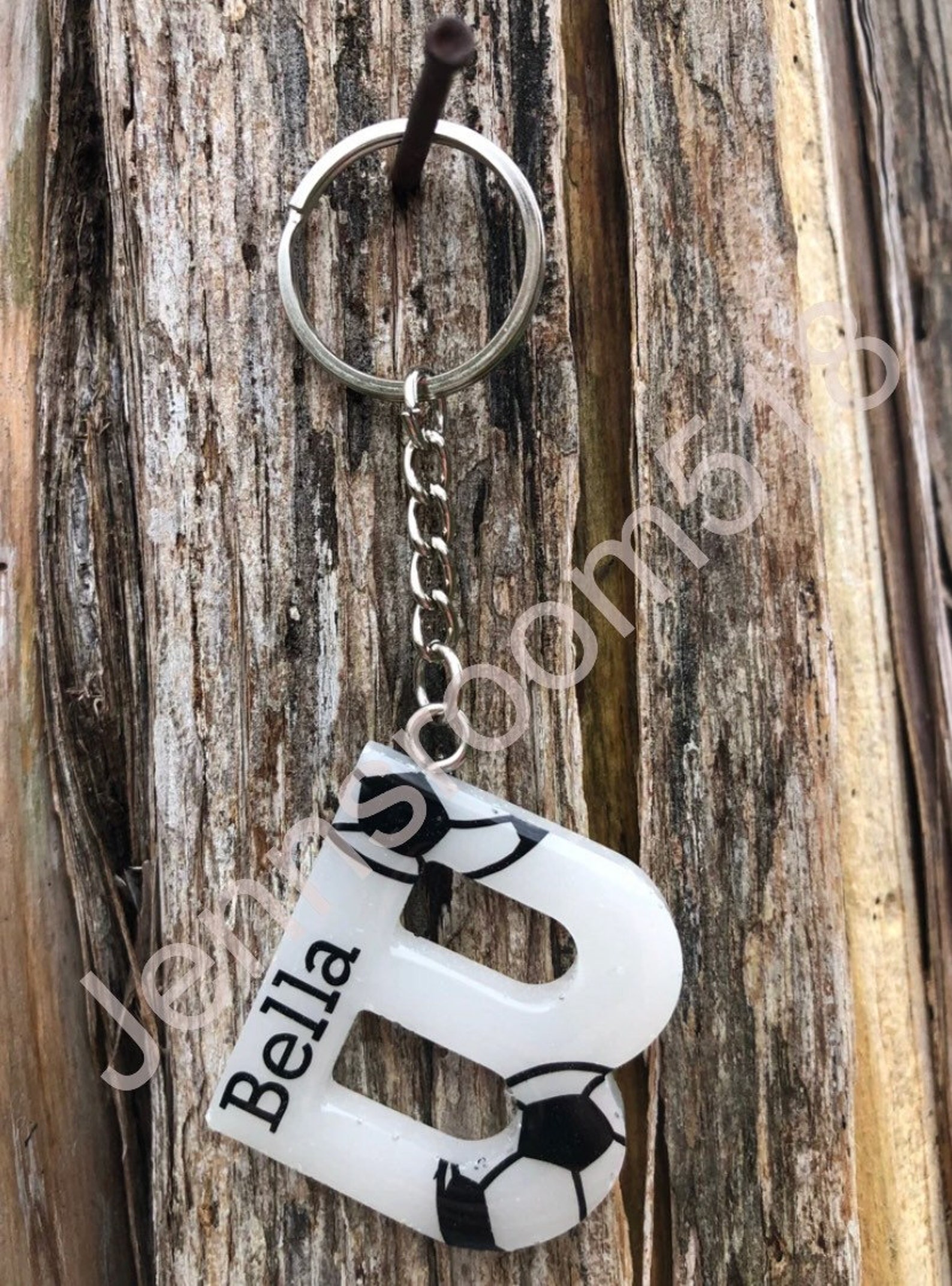 Personalized Name Soccer Keychain white Background - Etsy