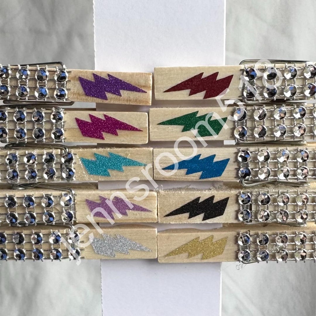 Lighting Bolt Spirit Competition Pins, 50 Glitter Chearleader Spirit ...