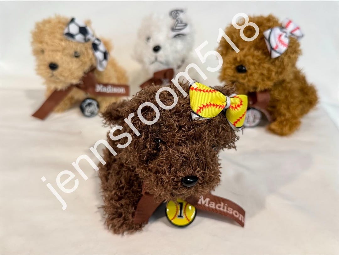 Personalized Stuffed Dog, Plush Puppy, Softball Dog Basketball Stuffed ...