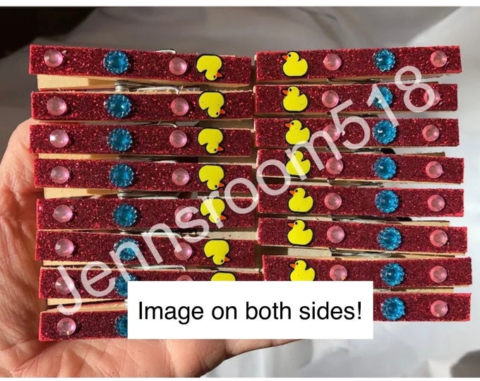 32 Pink Glitter Cheer Pins, Cheerleading Clothespins, Duck Pins, Good ...
