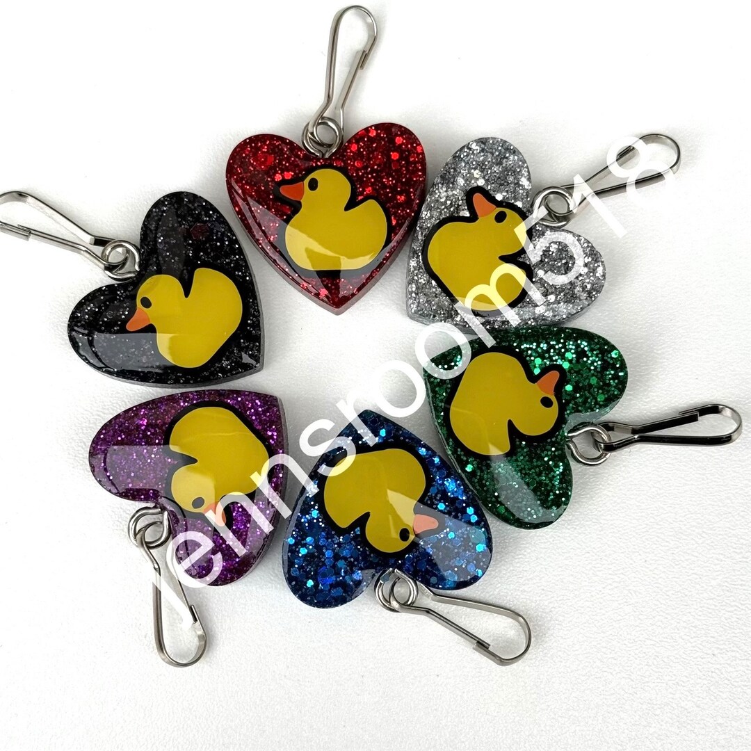 Cheerleader Good Luck Duck Zipper Clip, Cheer Heart Lucky Duck Zipper ...