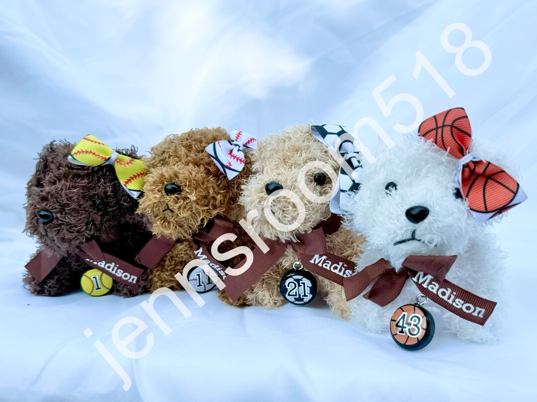 Personalized Stuffed Dog, Plush Puppy, Softball Dog, Basketball Stuffed ...