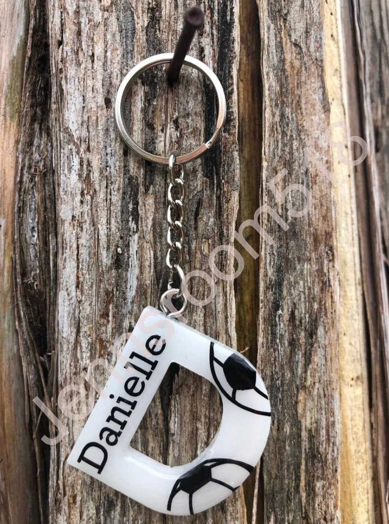 Personalized Name Soccer Keychain white Background - Etsy