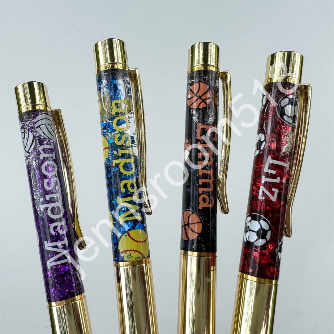 Personalized Sport Shaker Pen Gold Color, Softball Pen, Volleyball Pen ...