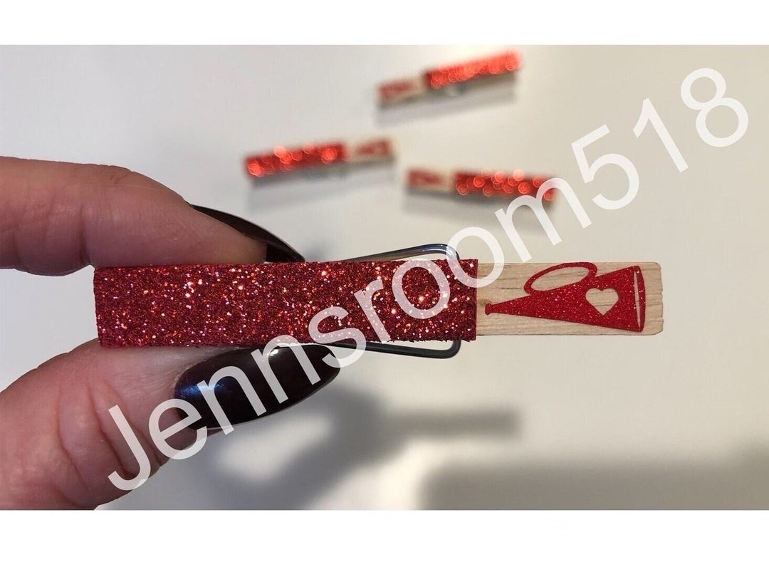 Spirit Competition Pins, 50 Red Glitter Heart Cheer Horns, Chearleader ...