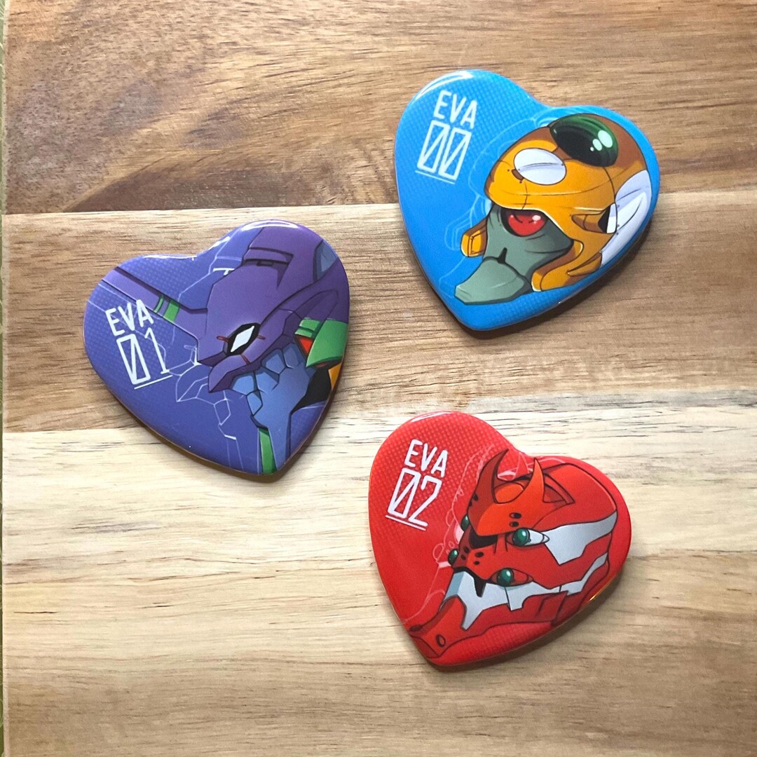 EVANGELION EVA 00, 01, 02 Heart | Pin | Button | 58mm | 2.28 Inch - Etsy